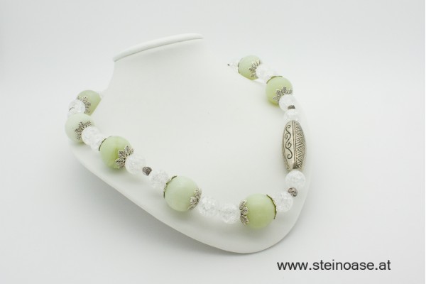 Kette Serpentin & Bergkristall Schmuck